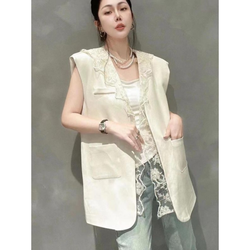 Jual TP888 - korean hoddie lace vest | Shopee Indonesia