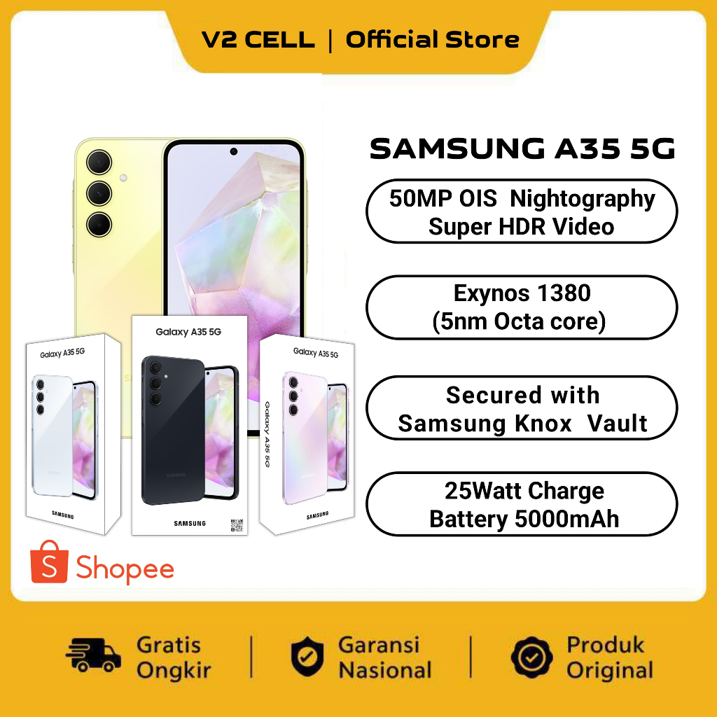 Jual SAMSUNG GALAXY A35 5G RAM 8/256GB GARANSI RESMI 1TAHUN | Shopee Indonesia