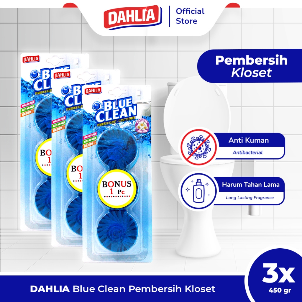 Jual Triple Pack DAHLIA Blue Clean Pembersih Kloset (50gr) – Anti Kuman ...