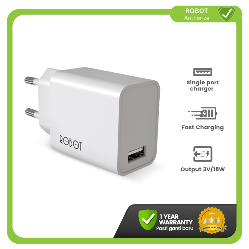 Jual ROBOT RT-F1 Charger Single Port Fast Charging 3V/18W QC 3.0 ...