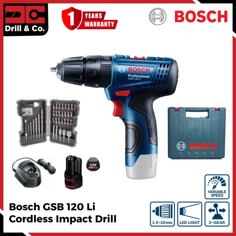 Jual BOSCH CORDLESS DRILL DRIVER BOR TEMBOK BATERAI GSB 120-LI ACC GEN ...