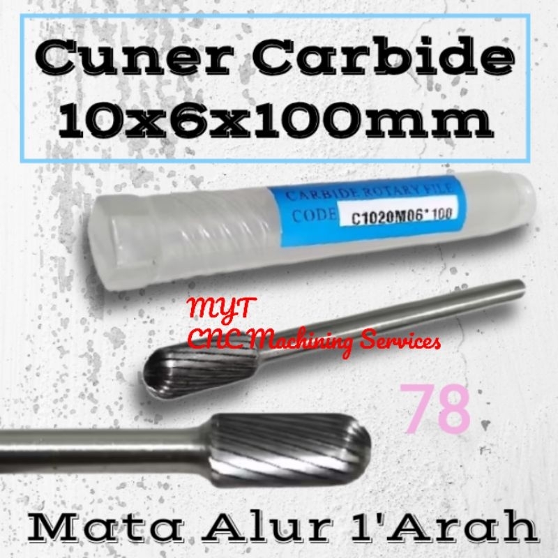 Jual mata cuner bor tuner 10×6×100mm carbide rotary burr mata porting ...