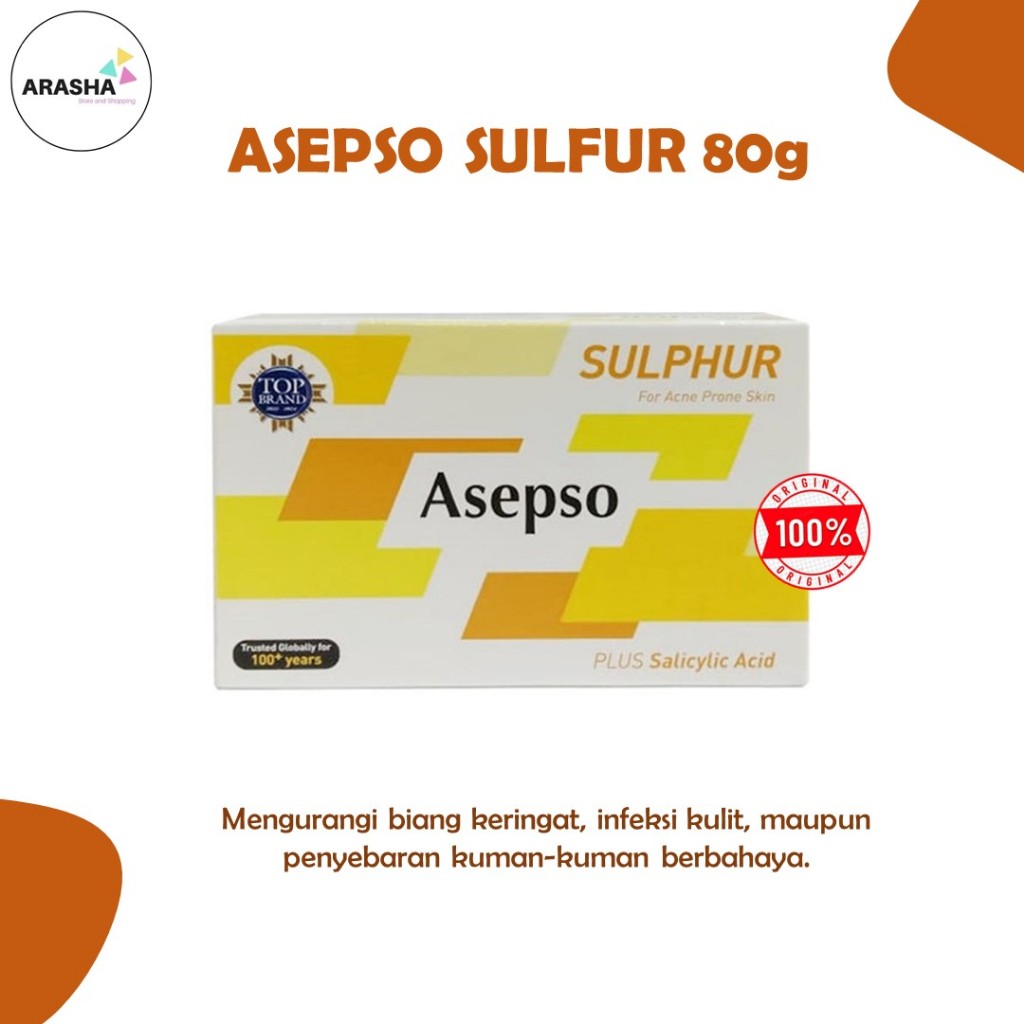 Jual ASEPSO SULPHUR SOAP 80 GR Sabun Biang Keringat/Pembersih Kulit/Kuman | Shopee Indonesia