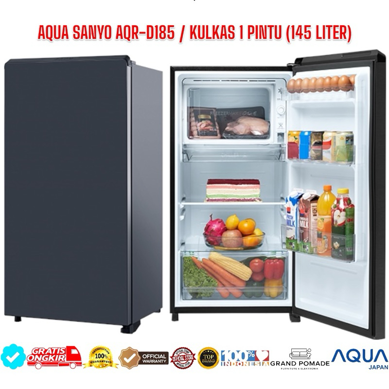 Jual KULKAS AQUA JAPAN 1 PINTU AQR-D185 MDS & MLS / KULKAS 1 PINTU AQUA SANYO AQR-D185 MDS / MLS ...