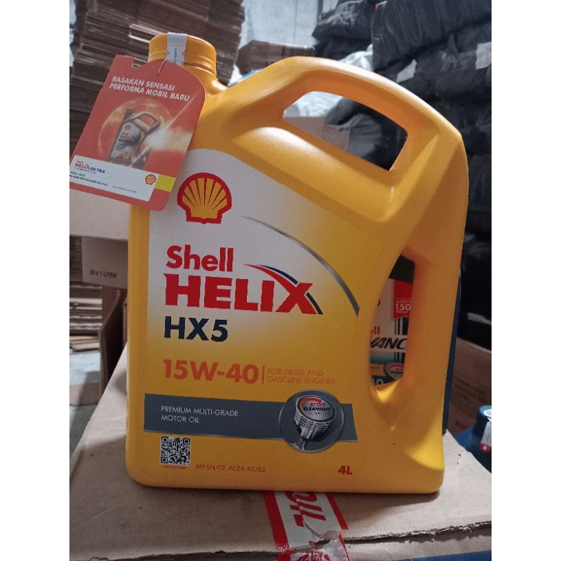 Jual oli mesin SHELL HELIX HX5 15w-40 premium multi grade 4ltr | Shopee ...