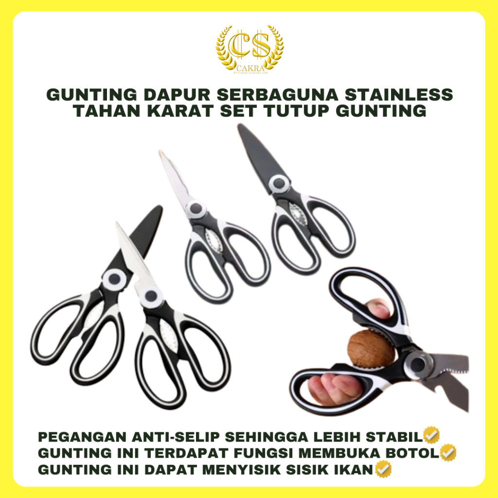 Jual Gunting Dapur Serbaguna Stainless Tahan Karat Set Tutup Gunting ...
