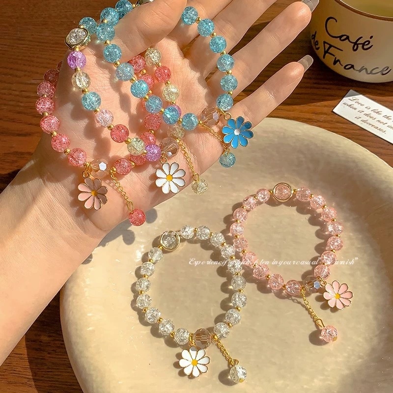 Jual Crystal Daisy Flower Tassel Bracelet Korean Crystal Daisy Women ...