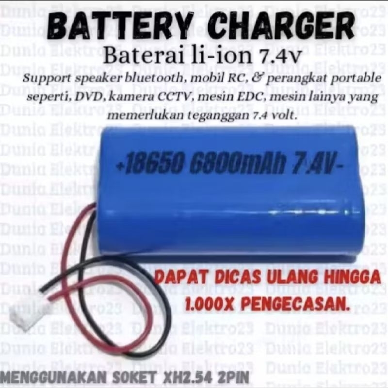 Jual Battery Batre Baterai Li-ion (Lithium-ion) 2x 18650 6800mAh 7.4V ...