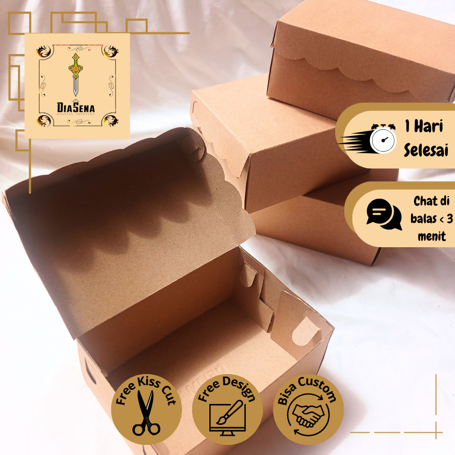 Jual Diasena Sticker Dus Kotak Coklat Renda Kardus Kraft Snack Box ...