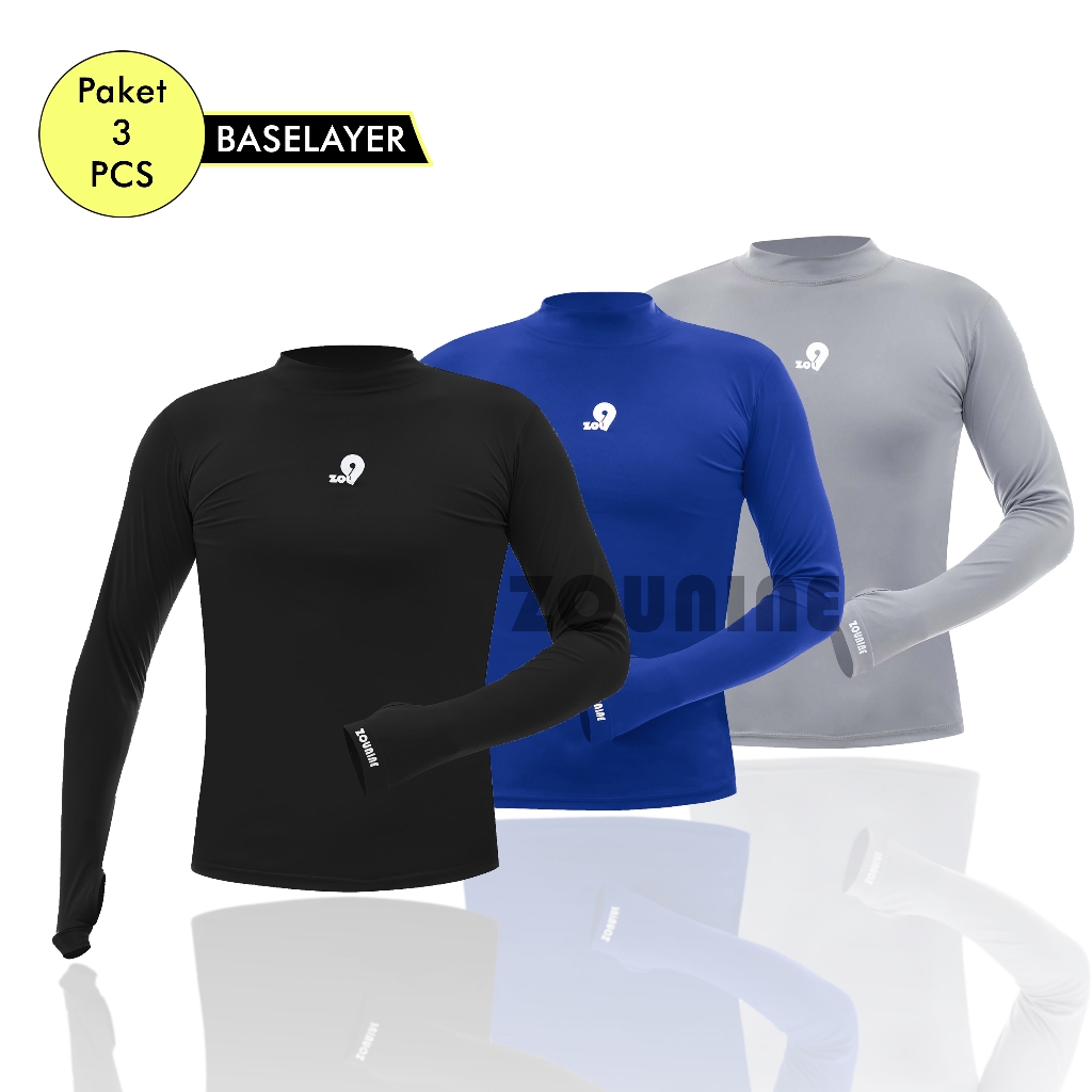 Jual Zou9 3 Pcs Baselayer Manset Pria Olahraga Lengan Panjang Dalaman ...