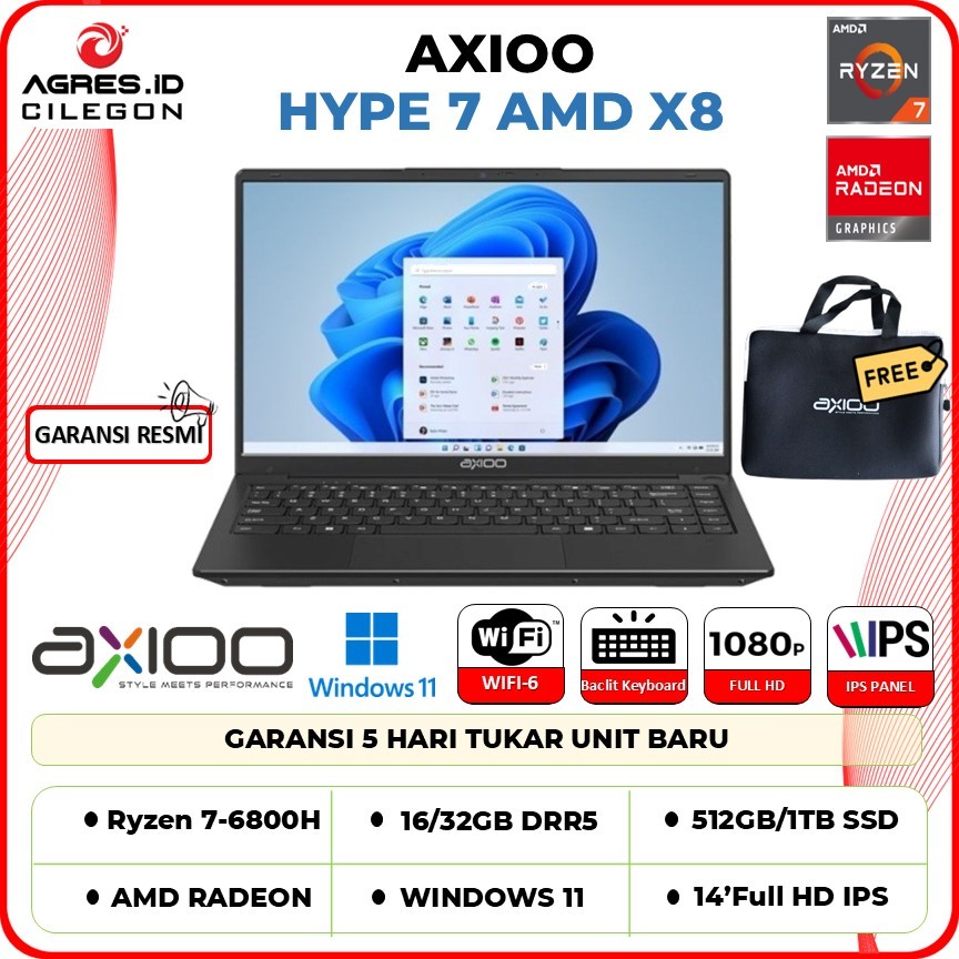 Jual Axioo Hype 7 AMD X8 Ryzen 7-6800H 32GB 1TB SSD Windows 11 14.0 ...