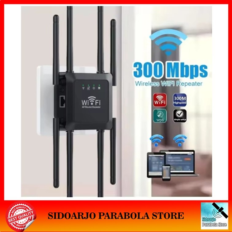 Jual Wifi Range Extender Router Repeater Amplifier Signal 300Mbps External 8 Antena Perluas ...