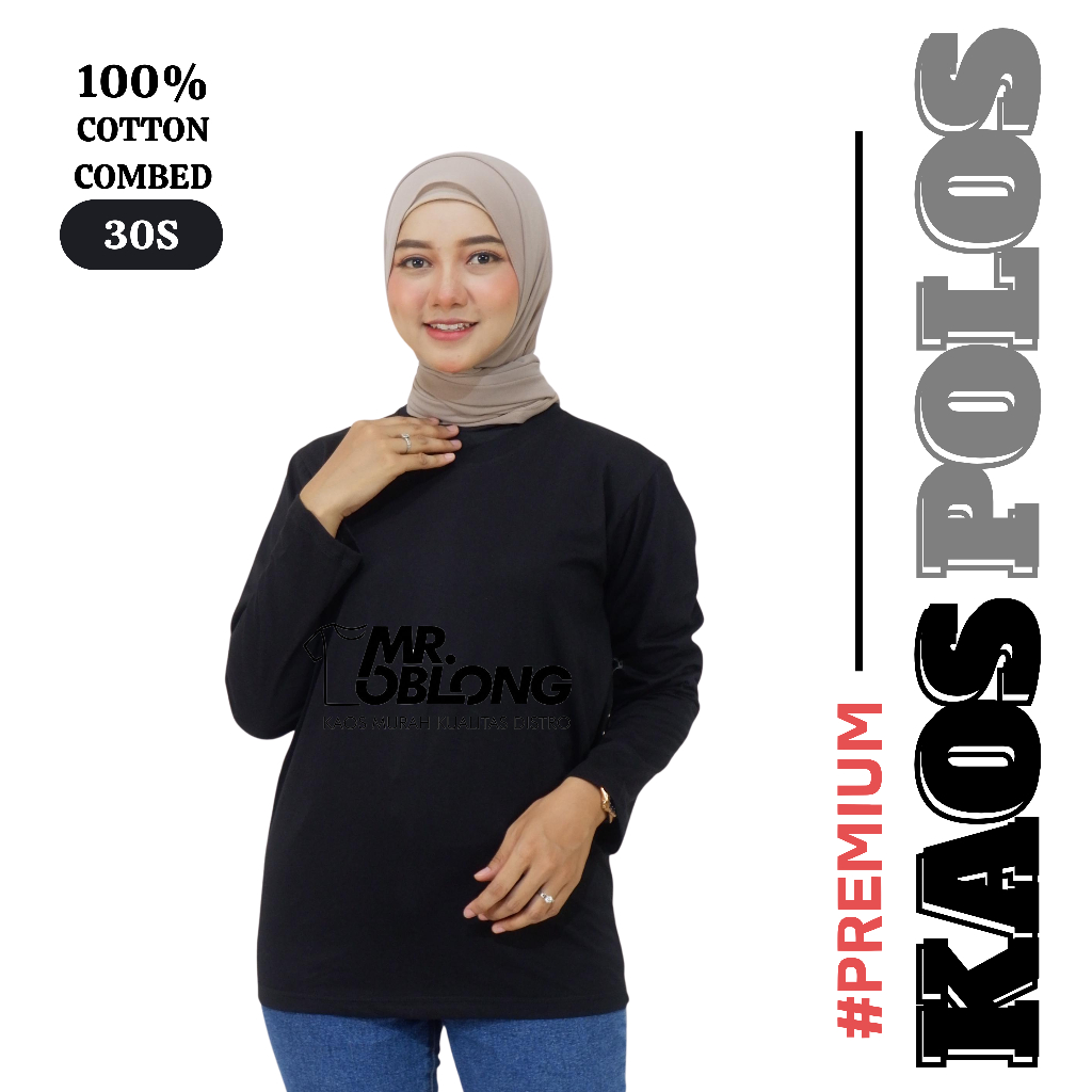 Jual Mr Oblong - Kaos Polos Lengan Panjang Pria/Wanita - Katun Combed ...