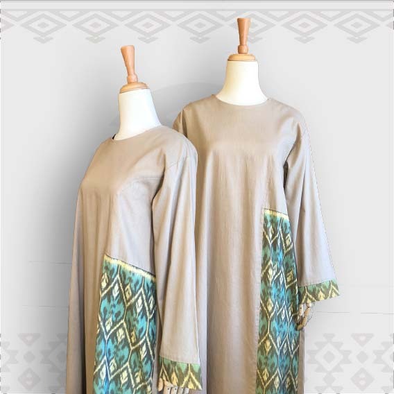 Jual Minea gamis tenun troso kombinasi katun linen Alilah | Shopee ...