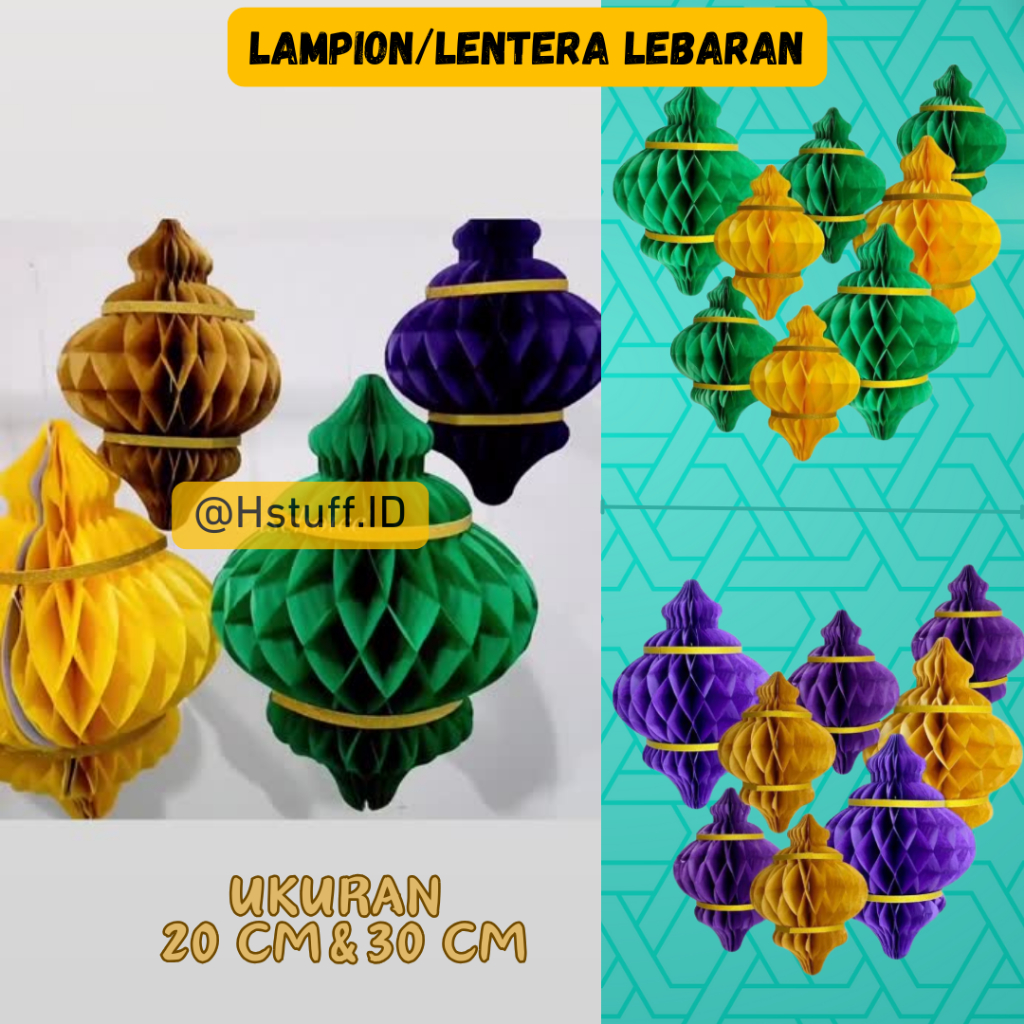 Jual JUMBO ISI 1 LAMPION LIPAT LENTERA HONEYCOMB LEBARAN / LAMPION ...