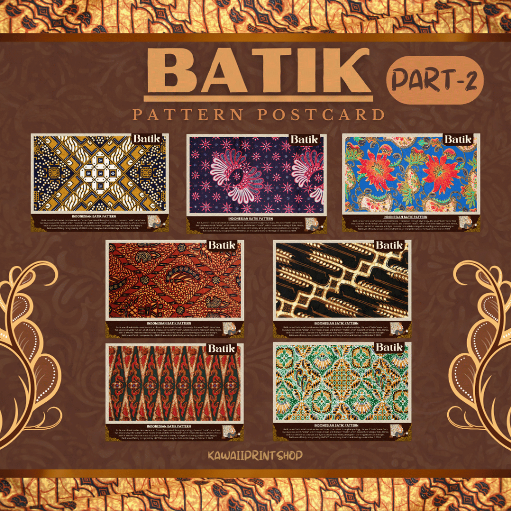 Jual Kartupos Batik Indonesia Daerah Nasional | Indonesian Batik Pattern Postcard Postcrossing ...