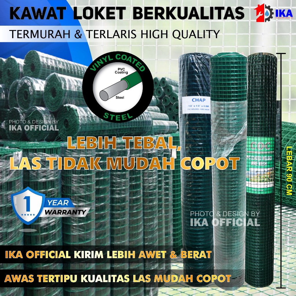 Jual KaqaHome Kawat loket pvc ram ayakan 1/2 INCH MURAH serbaguna 9m ...