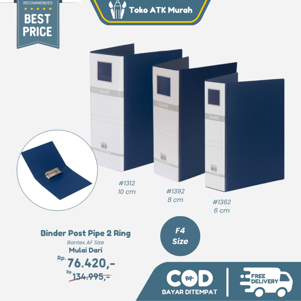 Jual Bantex Post / Pipe Binder F4 Folio 1362 ( 6 cm ) / 1392 ( 8 cm ...