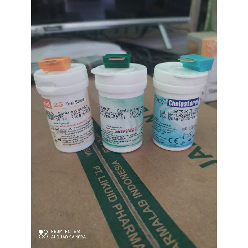 Jual strip gula darah,asam urat dan cholesterol easy touch//STIK GCU ...