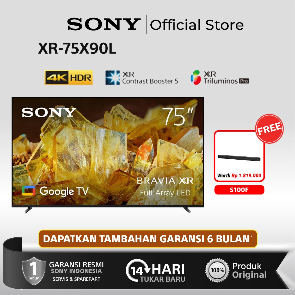 Jual Sony Bravia X90L TV 75'' Inch / 75X90L 4K Ultra HD High Dynamic Range | Shopee Indonesia