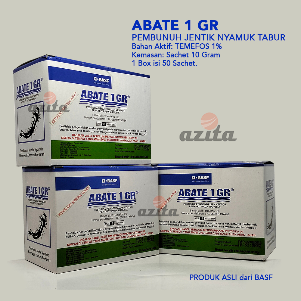 Jual ABATE SACHET PEMBASMI JENTIK/LARVA NYAMUK KEMASAN BOX 50 SACHET ...