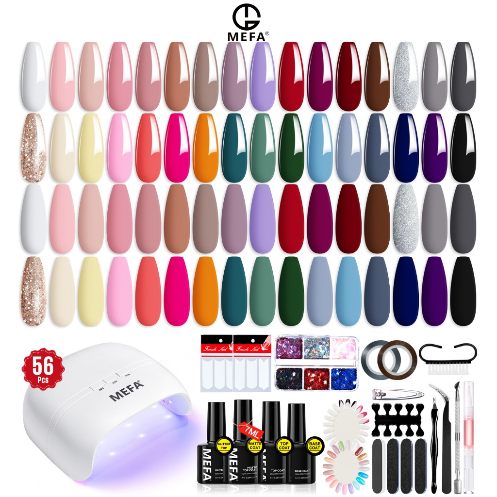Jual MEFA Nail Art Set 32 Warna Lengkap Gel Nail Polish Kit dengan UV ...