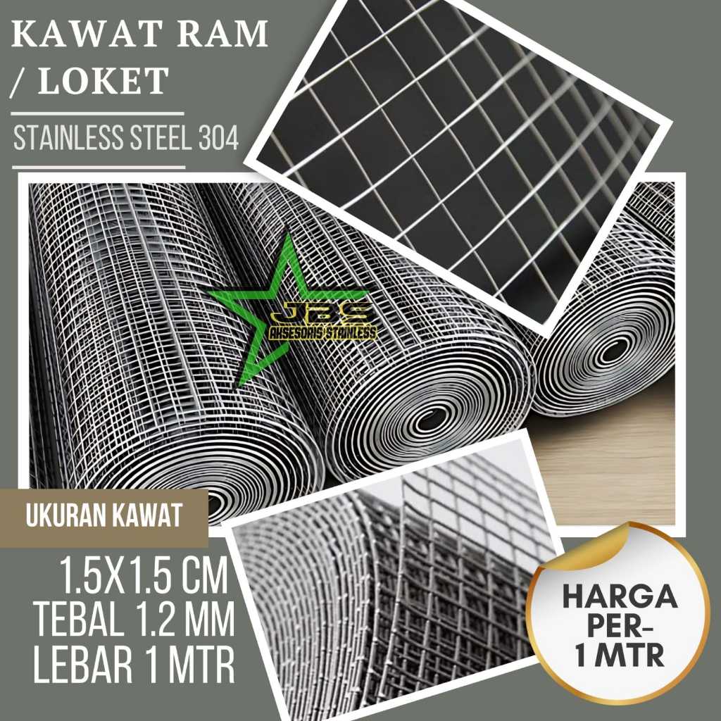 Jual KAWAT RAM STAINLESS 304 15MM×15MM×1,2MM×1MTR KAWAT LOKET MESH STAINLESS 304 | Shopee Indonesia