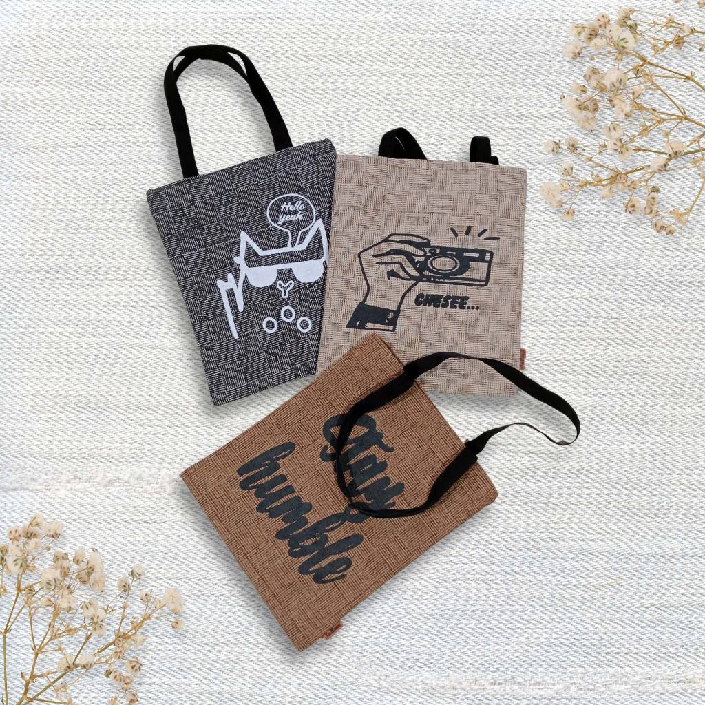 Jual [DISVA C] Totebag / Tas Goni Sablon Resleting Tas Wanita Kekinian ...