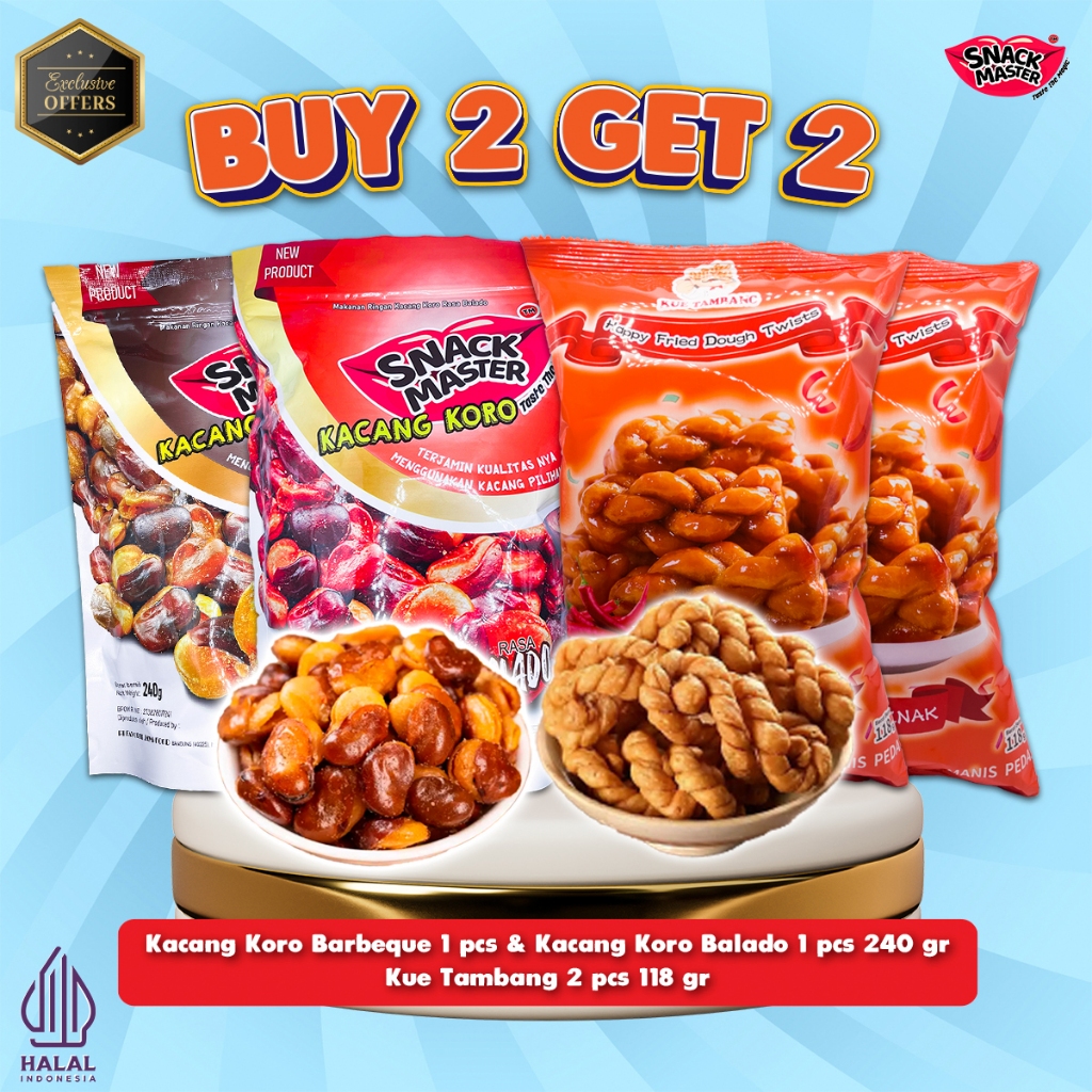 Jual [ SPECIAL BUY 2 GET 2 ] SNACK MASTER - Cemilan Kacang Koro 240 ...
