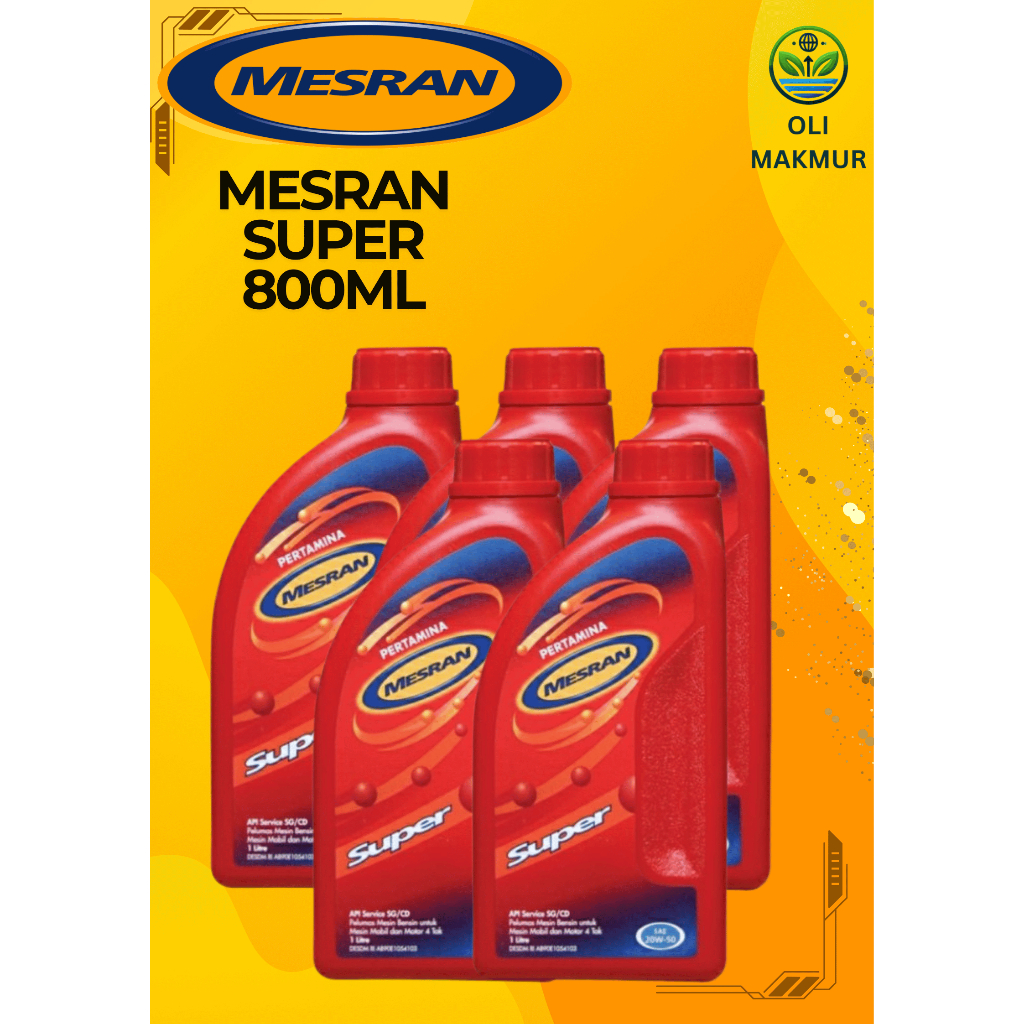 Jual 5 BOTOL Oli Pertamina Mesran Super 0.8L & 1L | Shopee Indonesia