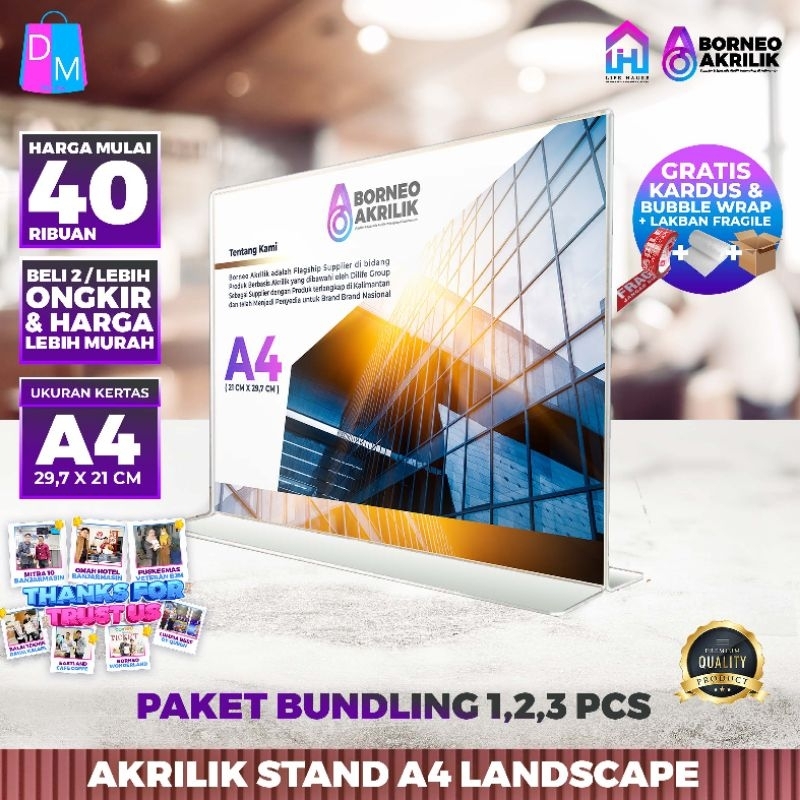 Jual STANDING AKRILIK A4 LANDSCAPE TEMPAT BROSUR AKRILIK STAND ...