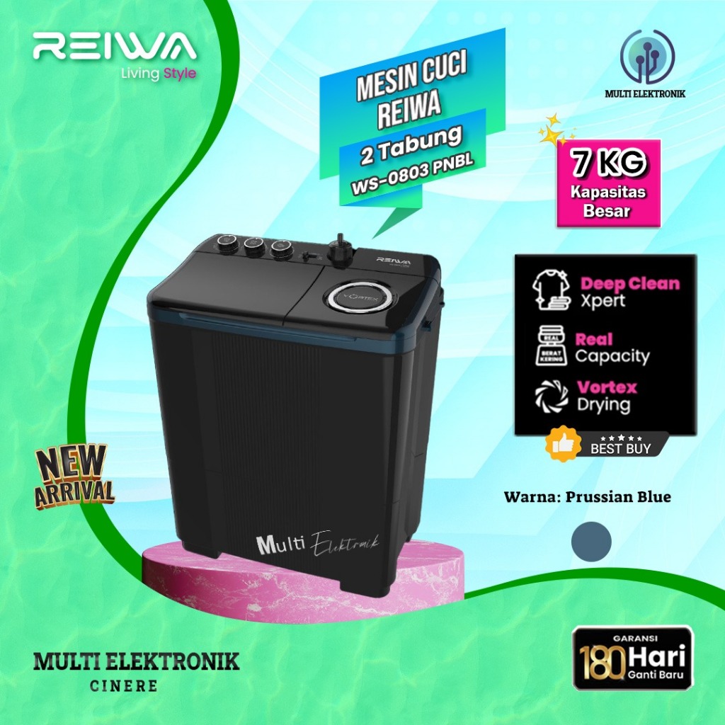 Jual Mesin Cuci 2 Tabung 7 Kg Reiwa WS 0803 MKBN/CESV/PNBL/FYGR - PNBL ...
