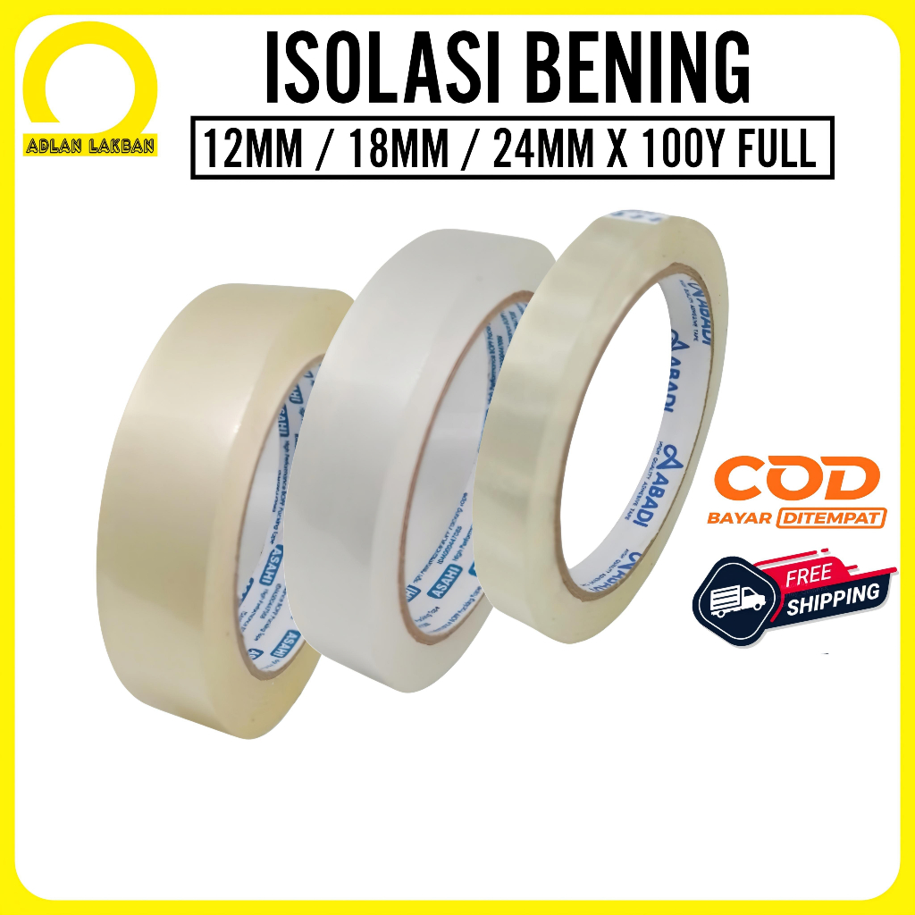 Jual Lakban Bening Kecil 12mm, 24mm x 100 Yard / Selotip Isolasi Bening ...