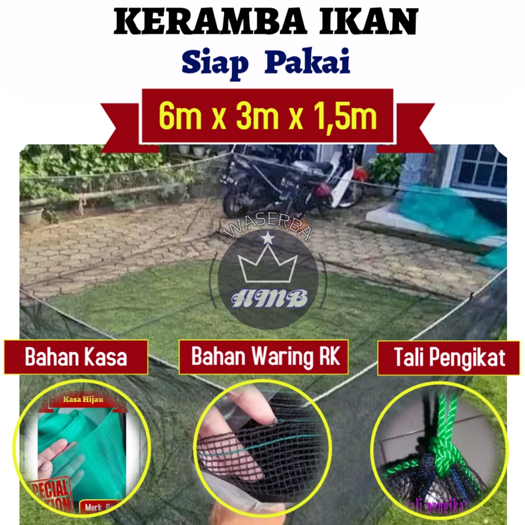 Jual Keramba Ikan Waring Hitam Kasa Hijau Hapa Jaring Apung Ukuran 6m x ...