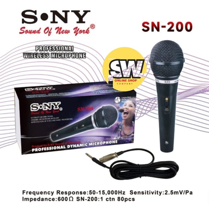 Jual MIC SONY SN-200 / MICROPHONE KARAOKE / MIC S.NY SN 200 / MIC KABEL ...