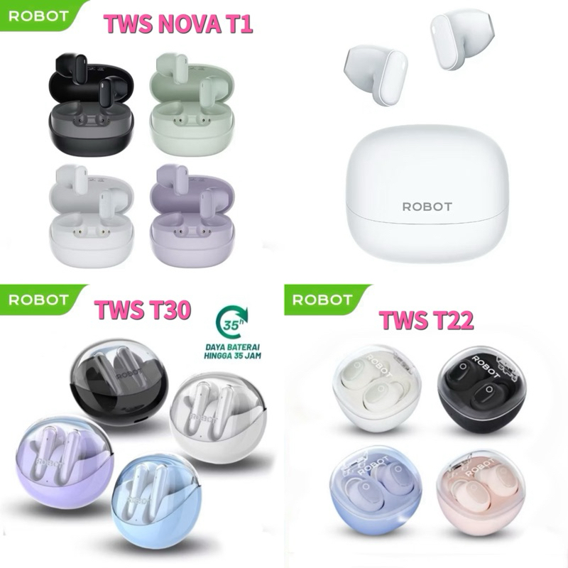 Jual TWS ROBOT NOVA T1 , T22 , T30 ROBOT TWS Mini Earbuds Casing ...