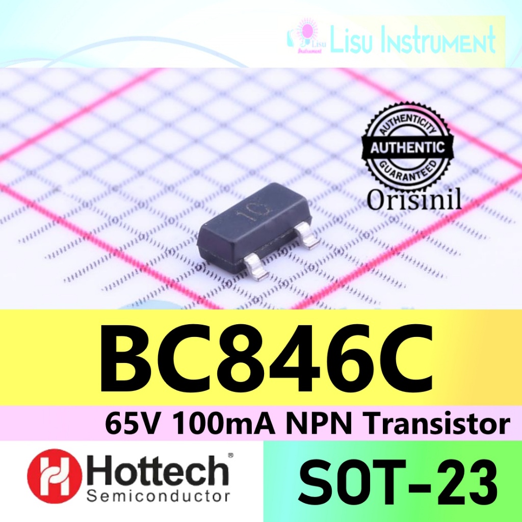 Jual BC846C 65V 100mA NPN Transistor BC846 1C SOT-23 Hottech ORIGINAL | Shopee Indonesia