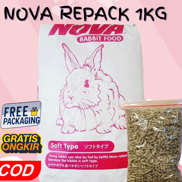 Jual MAKANAN KELINCI NOVA RABBIT FOOD REPACK 1KG | Shopee Indonesia