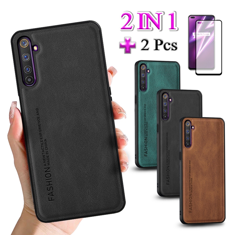 Jual 2 Dalam 1 Casing Realme 6 Pro Kotak Kulit Minimalis Dengan Film ...