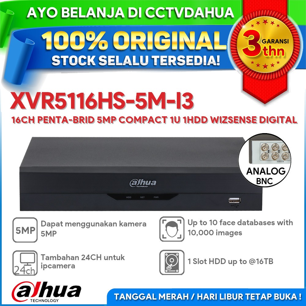 Jual DVR Dahua 16 CHANNEL 5MP (DH-XVR5116HS-5M-I3) DVR 5MP | Shopee Indonesia