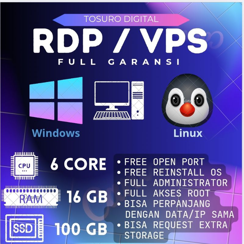 Jual RDP VPS ANTI SUSPEND 6 CORE 16 GB RAM BISA DIPERPANJANG | Shopee Indonesia