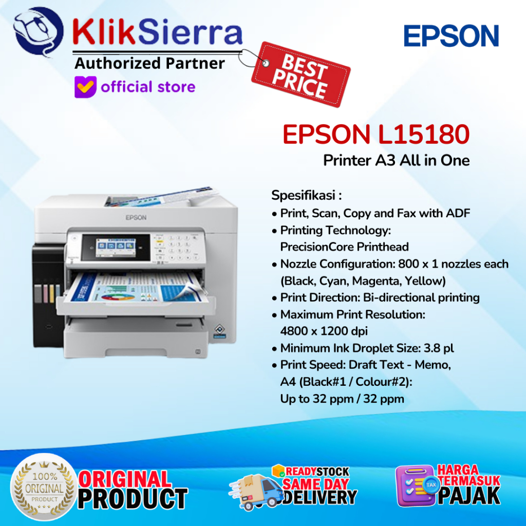 Jual Printer Epson EcoTank L15180 L15180-TKDN A3 Wi-Fi Duplex AIO ...
