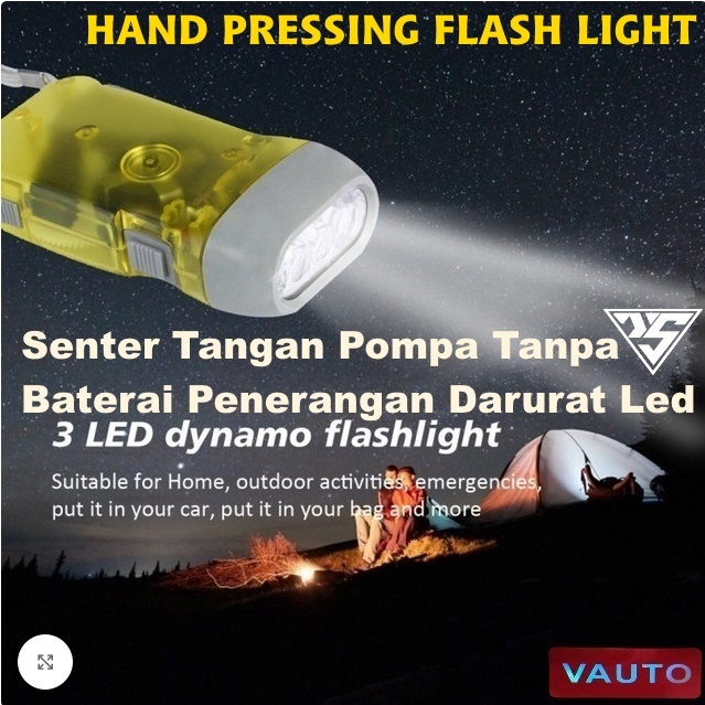 Jual Senter Lampu LED Mini Flashlight Pompa Hand Pressing Vauto Camping ...
