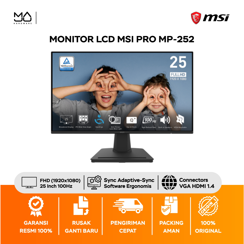 Jual Monitor MSI PRO MP252 24.5 FHD IPS 100Hz 1ms - Garansi Resmi ...