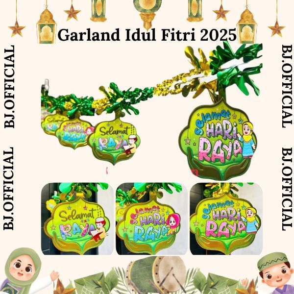 Jual Ready Garland Tarik Idul Fitri 2025 / Terbaru Slinger Ramadan Lebaran Premium Backdrop 2025 ...