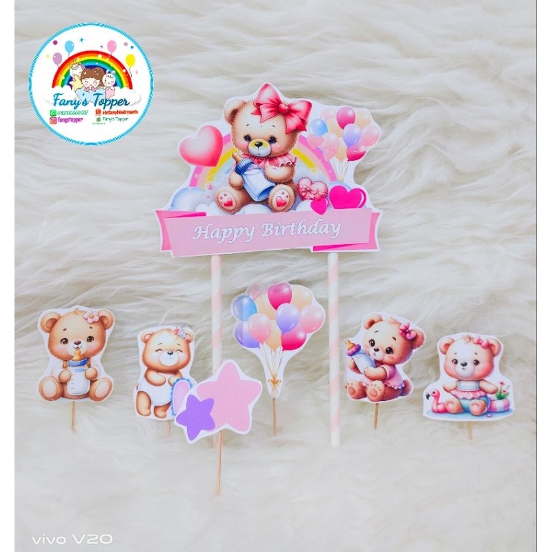 Jual Topper Beruang lucu topper kartun topper happy birthday topper ...