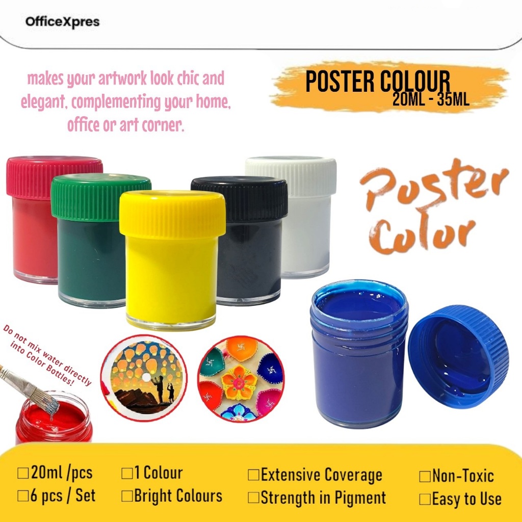 Jual Poster Colour 6 Warna / Cat Poster 20ml / Cat Mewarnai / Colouring ...