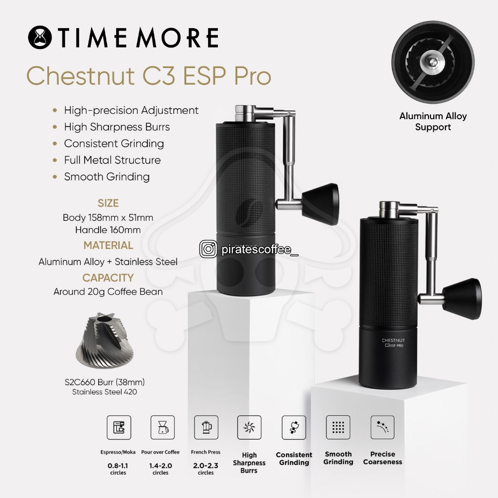 Jual Timemore Chestnut C5 ESP Pro Manual Hand Coffee Bean Grinder ...