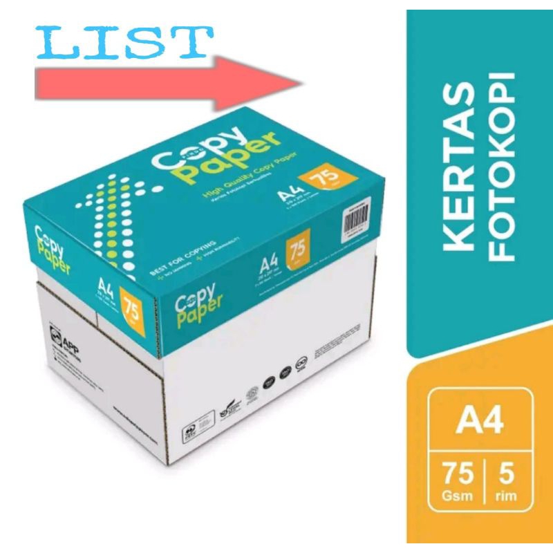 Jual kertas fotocopy A4 75gsm copy paper berkualitas angka( 156 sampai ...