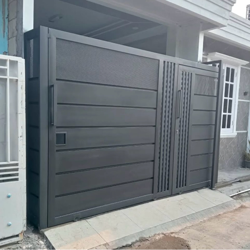 Jual Pintu pagar sliding dorong motif besi plat esser kombinasi Plat ...